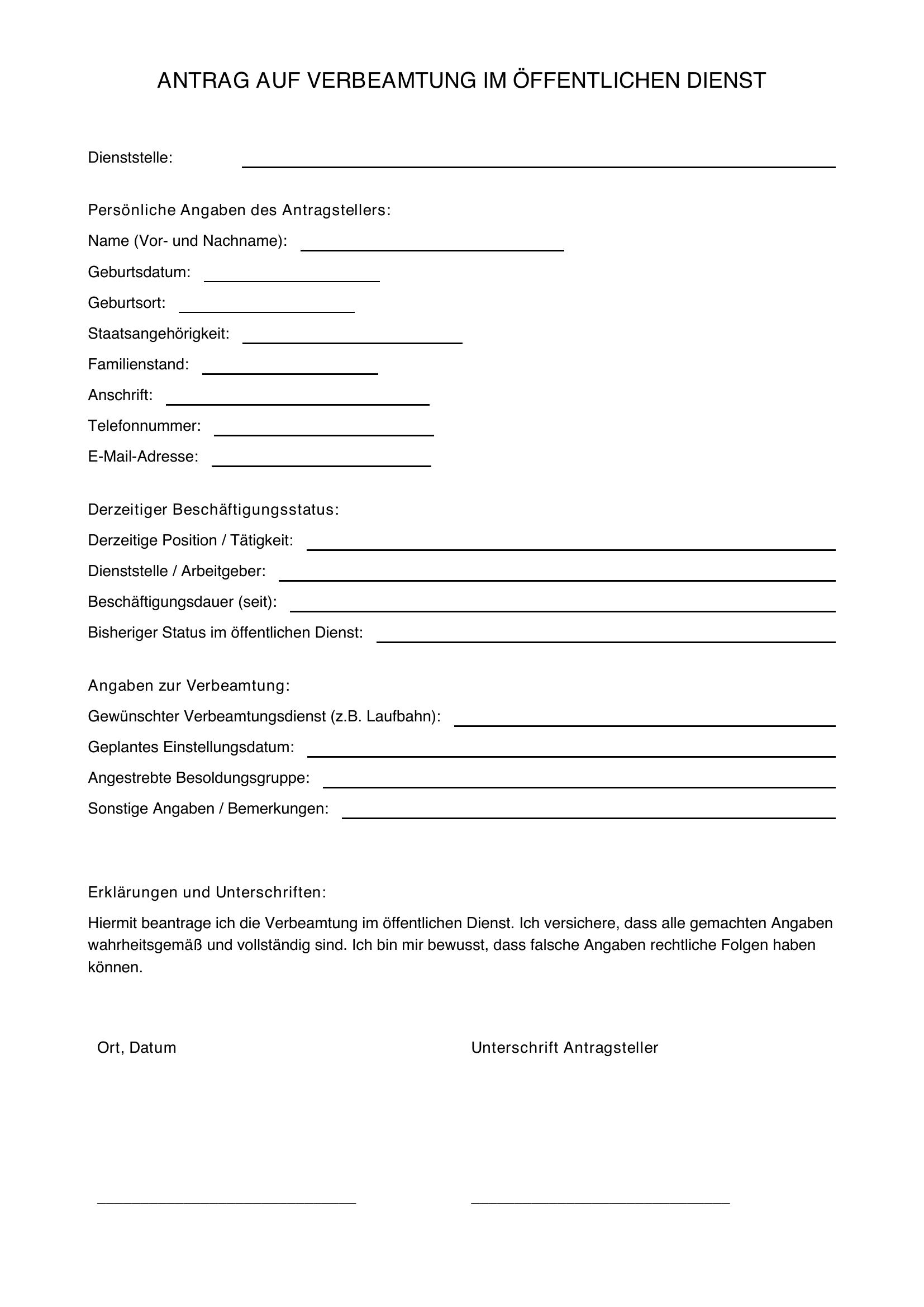 Verbeamtung öffentlicher Dienst